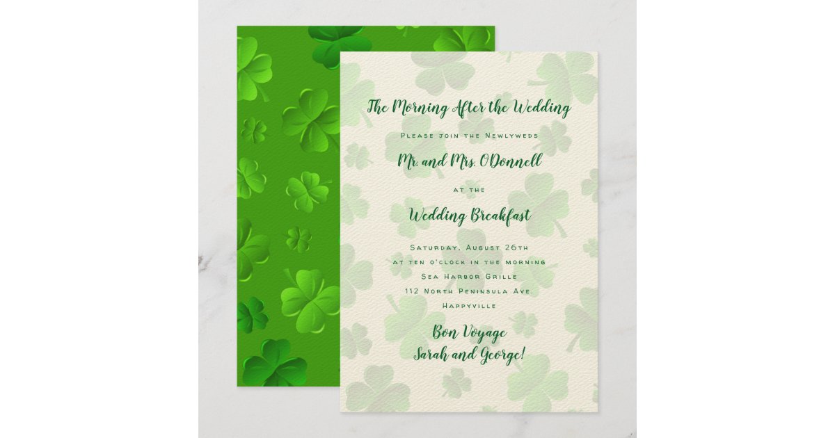 Irish Wedding Breakfast Celebration Invitation | Zazzle
