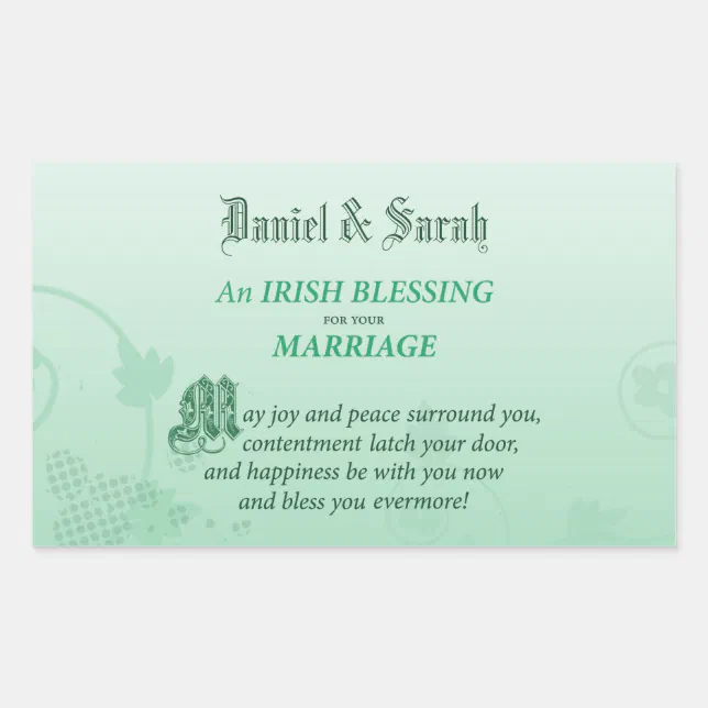 Irish Wedding Congratulations Blessing Rectangular Sticker | Zazzle