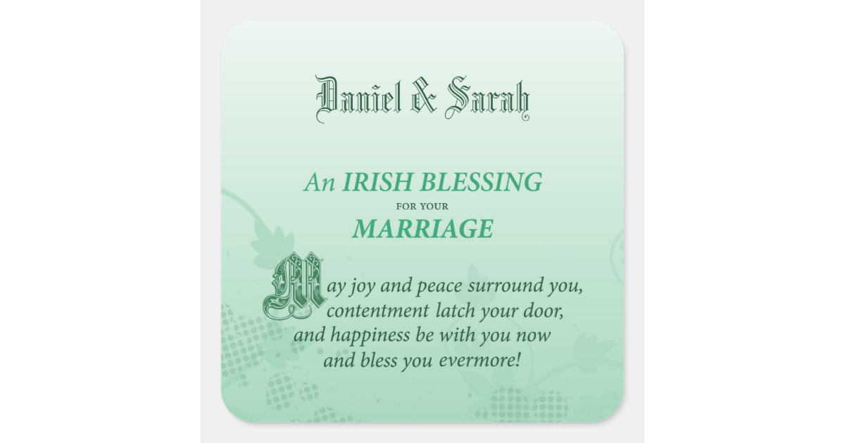 Irish Wedding Congratulations Blessing Square Sticker | Zazzle