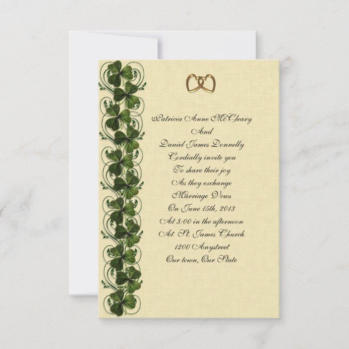 Irish wedding Invitation elegant shamrocks | Zazzle.com