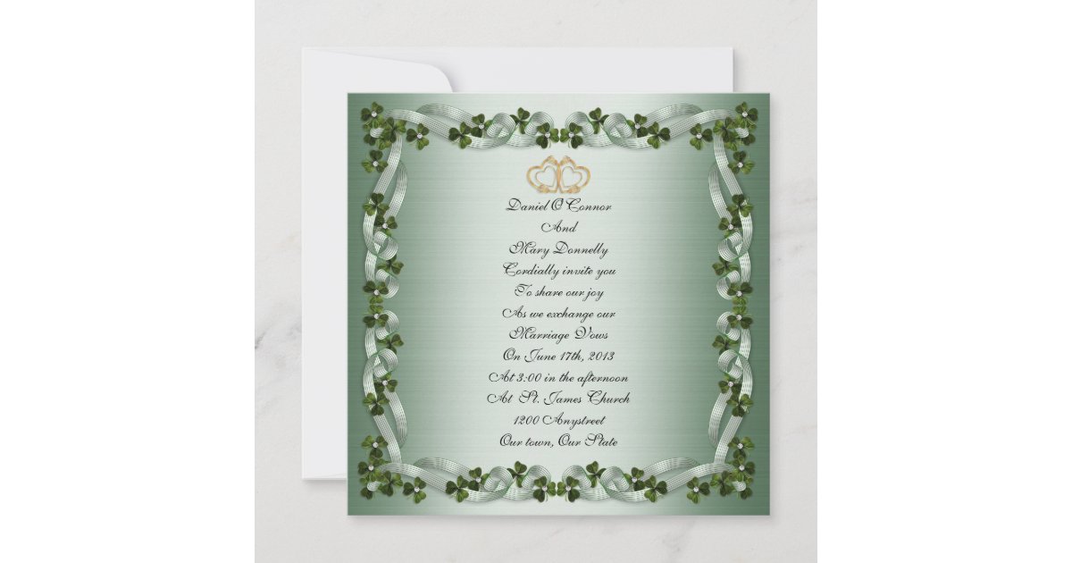 Irish wedding Invitation elegant square | Zazzle