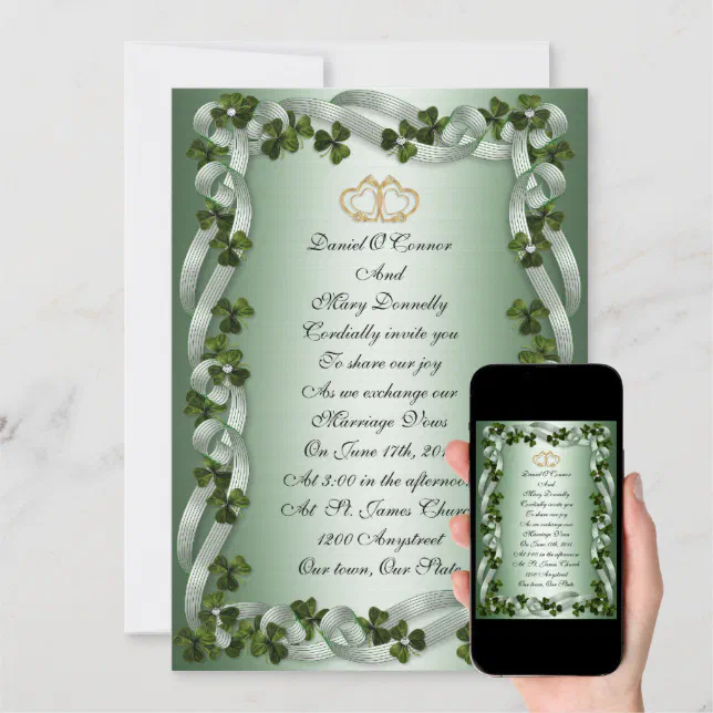 Irish wedding Invitations elegant | Zazzle