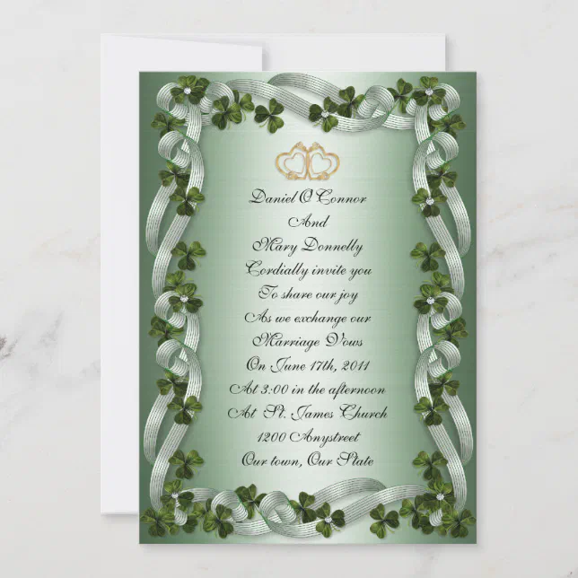 Irish wedding Invitations elegant | Zazzle