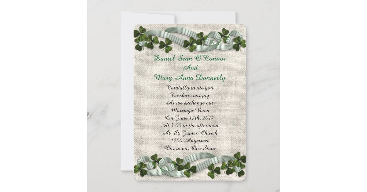 Irish wedding Invitations linen elegant | Zazzle