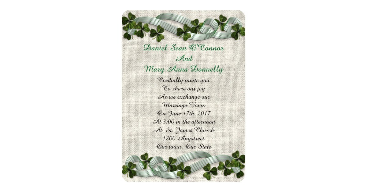 Irish wedding Invitations linen elegant | Zazzle.com