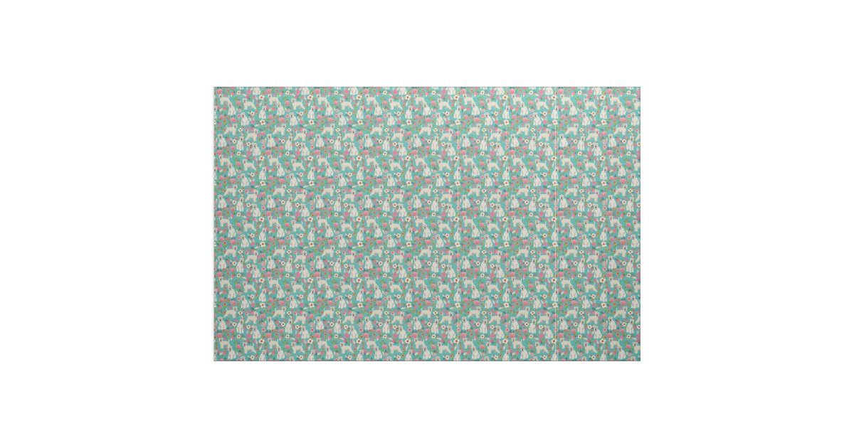 irish wheaten terrier dog vintage floral turquoise fabric | Zazzle