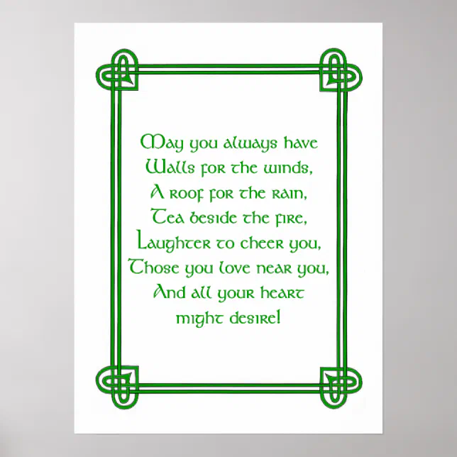 Irish wishes with Celtic design print or poster | Zazzle