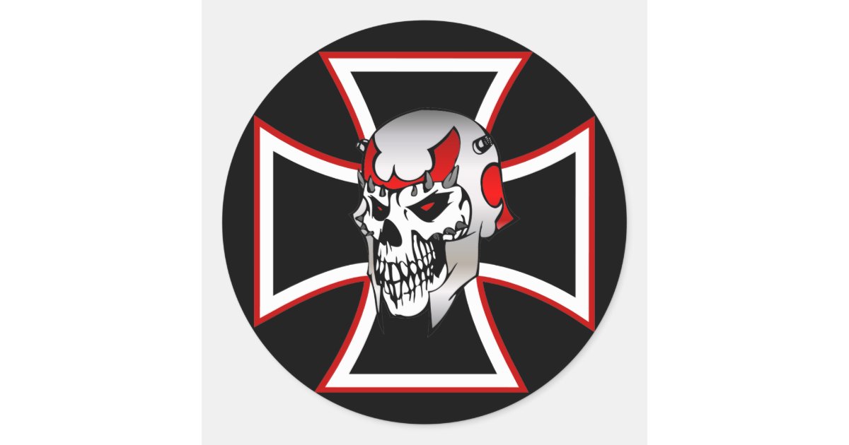 Iron Cross Skull sticker | Zazzle