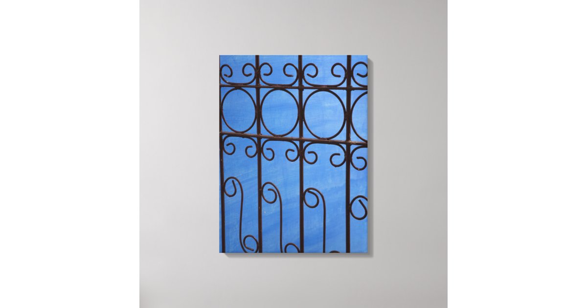 Iron gate pattern in blue, Cuba Canvas Print | Zazzle