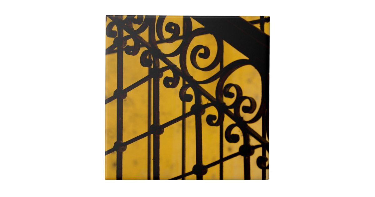 Iron gate pattern in yellow, Cuba Tile | Zazzle