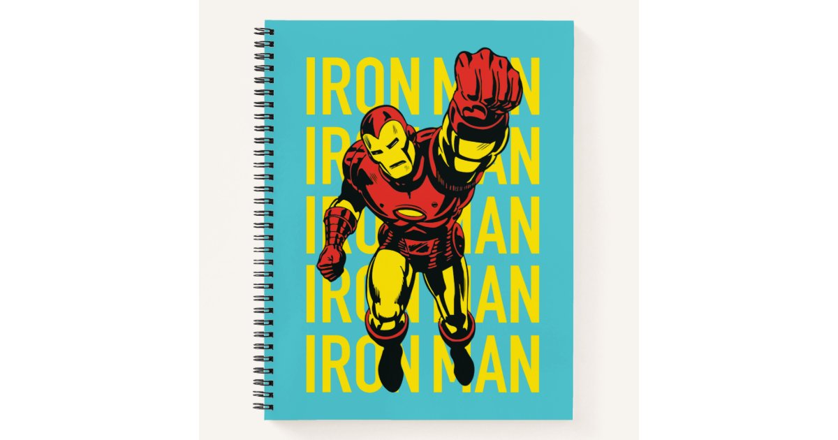 Iron Man Pose With Repeated Name Notebook | Zazzle