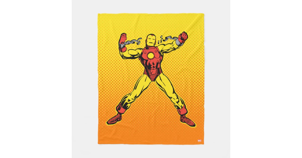 Iron Man Retro Breaking Chains Fleece Blanket | Zazzle