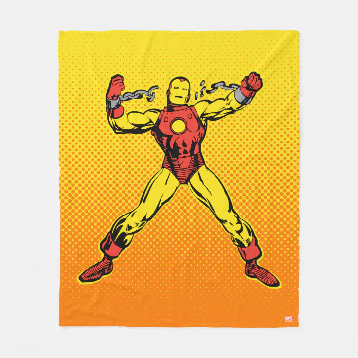 Iron Man Retro Breaking Chains Fleece Blanket | Zazzle