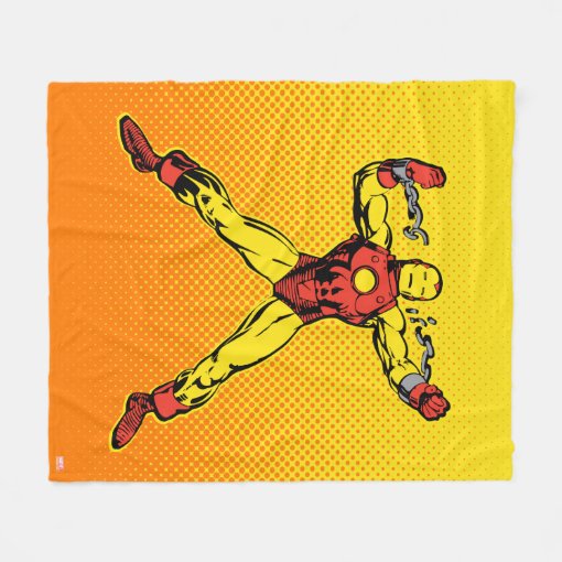Iron Man Retro Breaking Chains Fleece Blanket | Zazzle