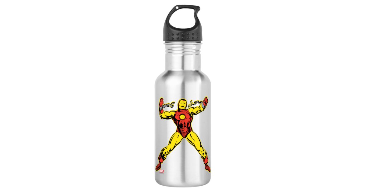 Iron Man Retro Breaking Chains Water Bottle | Zazzle