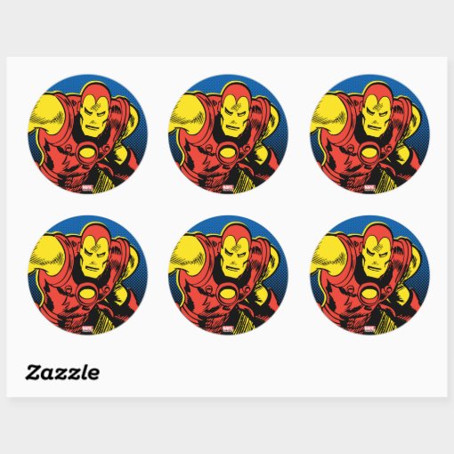 Iron Man Retro Flying Classic Round Sticker | Zazzle