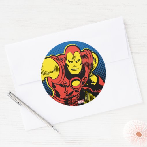 Iron Man Retro Flying Classic Round Sticker | Zazzle