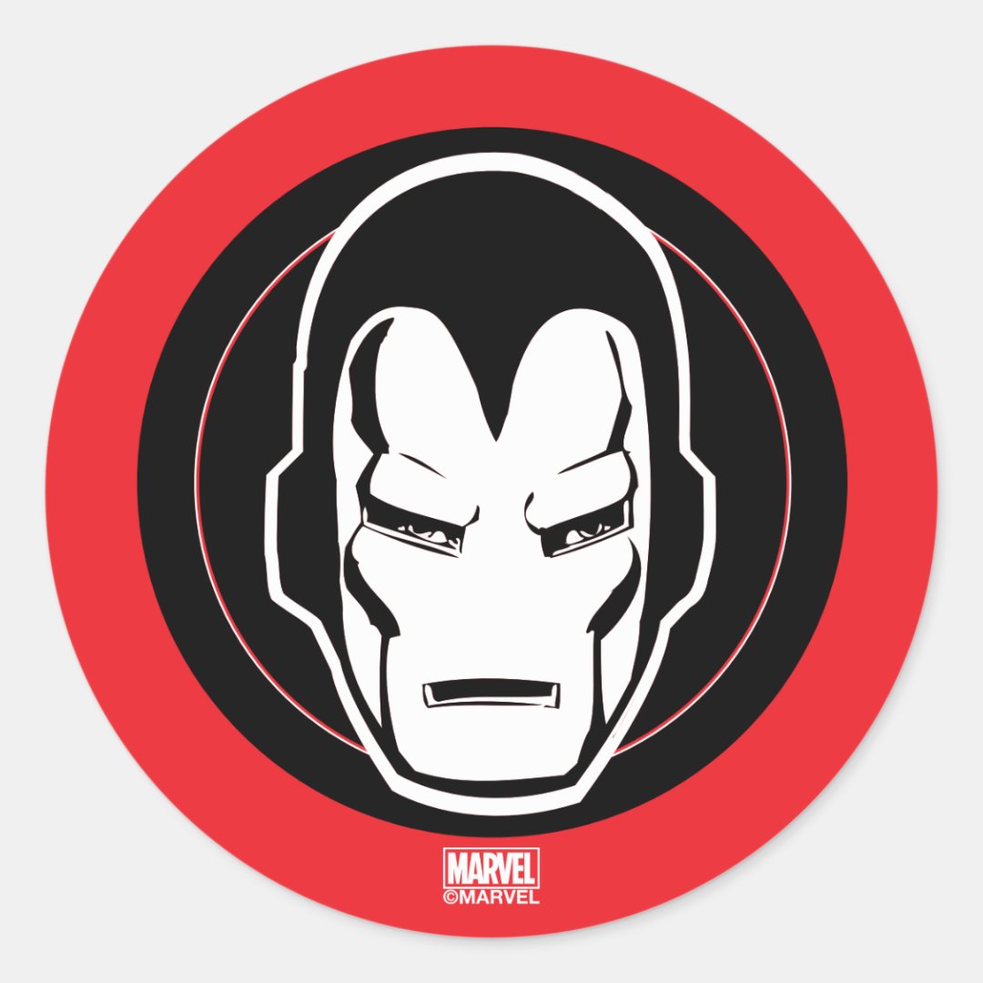 Iron Man Retro Icon Classic Round Sticker | Zazzle