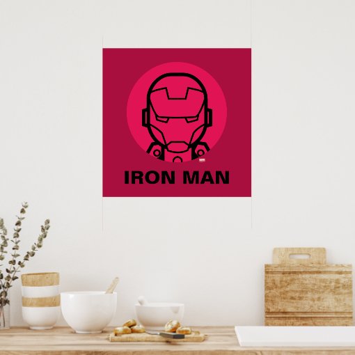 Iron Man Stylized Line Art Icon Poster | Zazzle