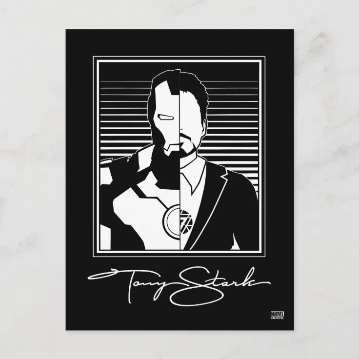 Iron Man Tony Stark Signature Icon Postcard | Zazzle