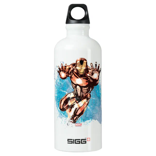 Iron Man Watercolor Character Art Water Bottle | Zazzle