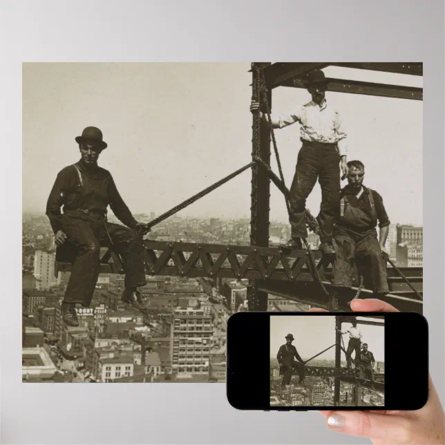 Iron Workers Vintage NYC Building Skyscraper Poster | Zazzle