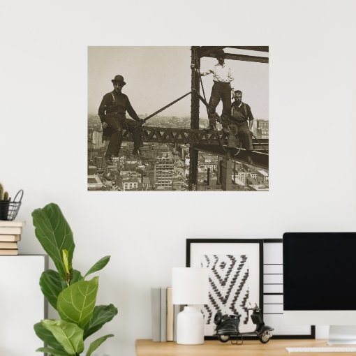Iron Workers Vintage NYC Building Skyscraper Poster | Zazzle