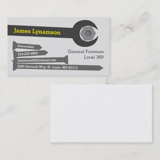 Ironworker Business Card | Zazzle