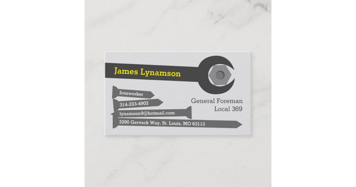 Ironworker Business Card | Zazzle