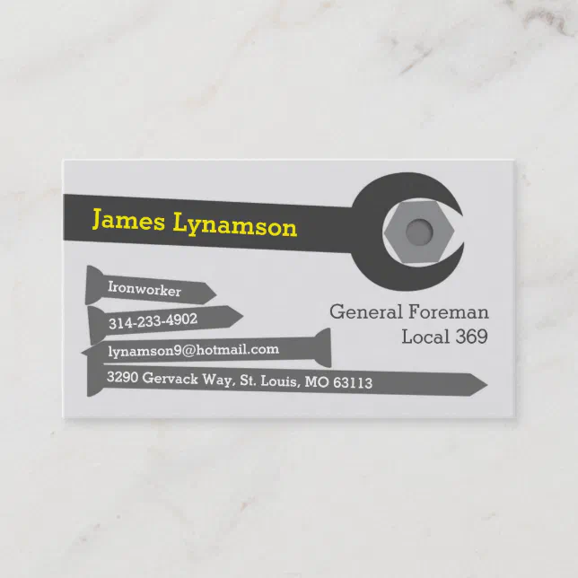 Ironworker Business Card | Zazzle