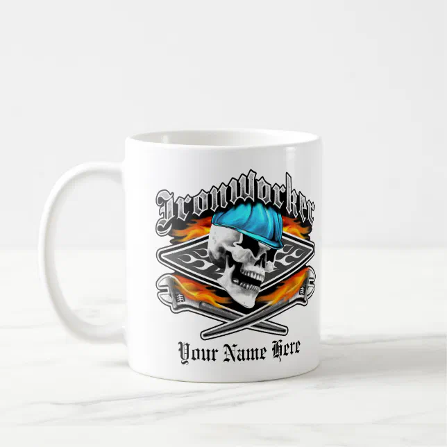 Ironworker Skull and Flaming Crossed Wrenches Coffee Mug | Zazzle