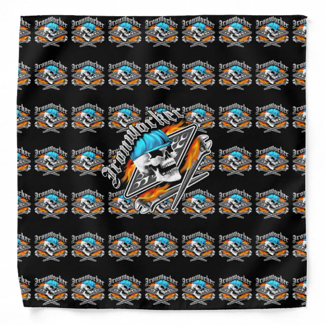 Ironworker Skull and Flaming Wrenches Bandana | Zazzle