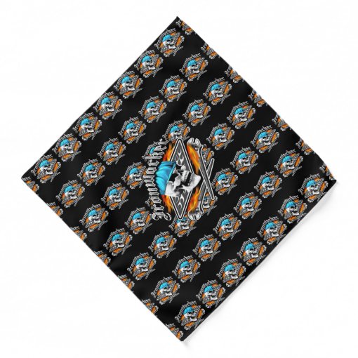 Ironworker Skull and Flaming Wrenches Bandana | Zazzle