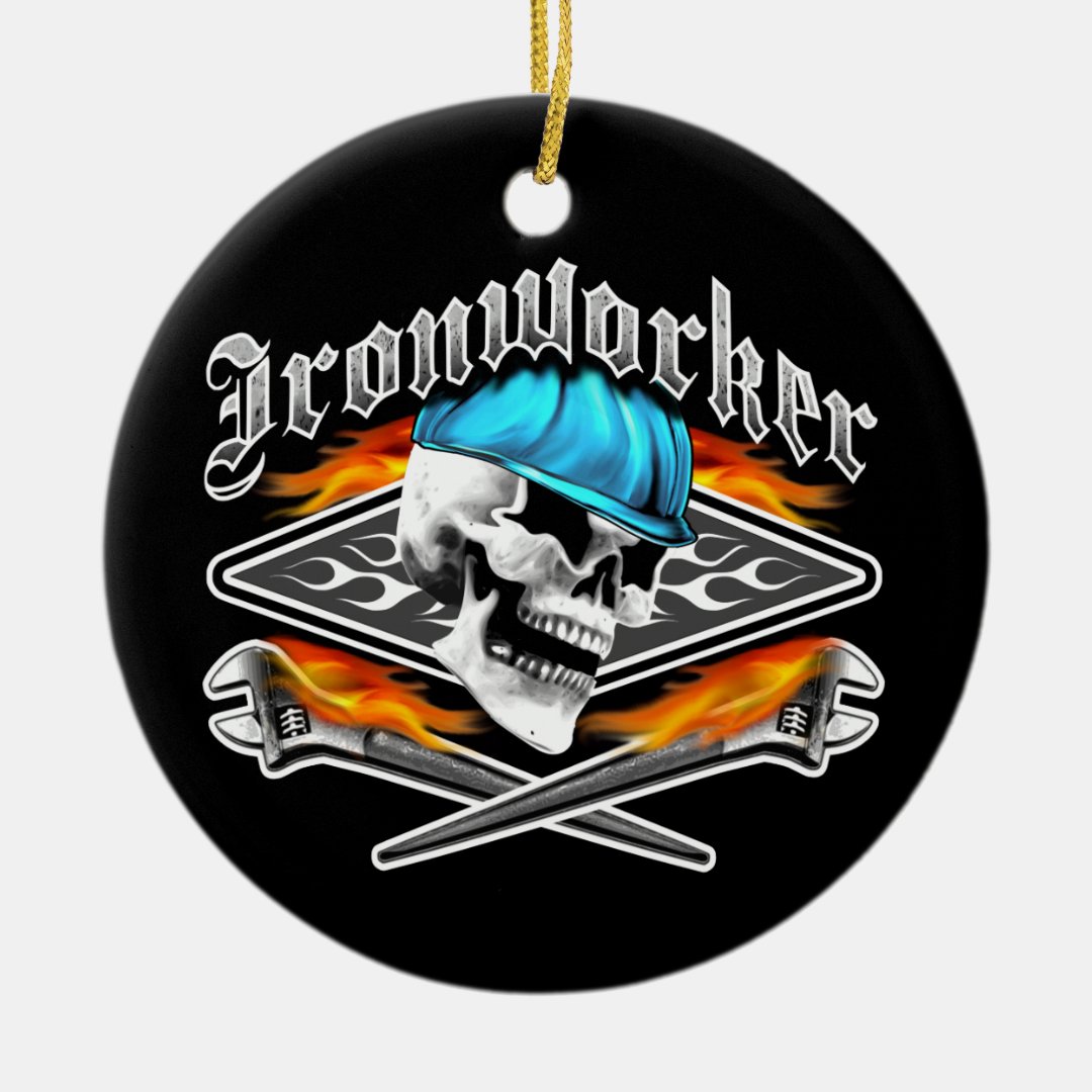 Ironworker Skull and Spud Wrenches Ceramic Ornament | Zazzle