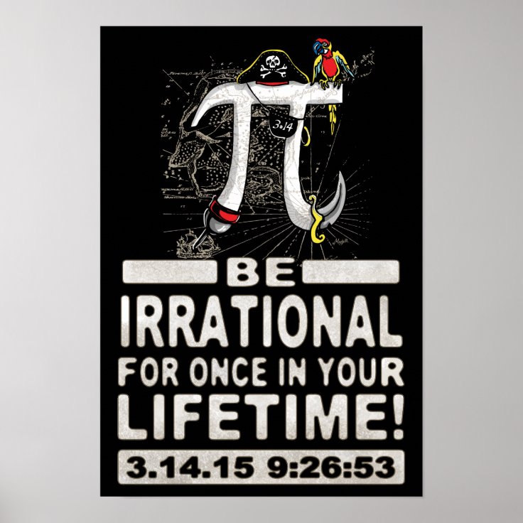 Irrational Pi Day Pirate Poster | Zazzle