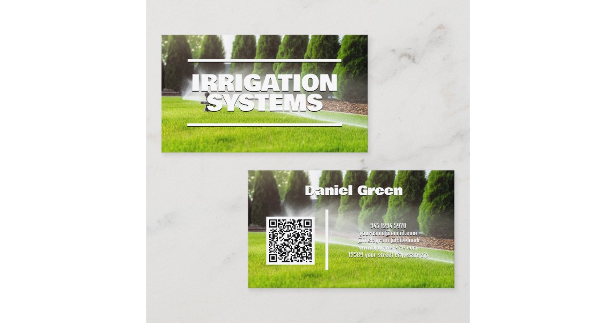 Irrigation Watering Services Custom QR Business Card | Zazzle