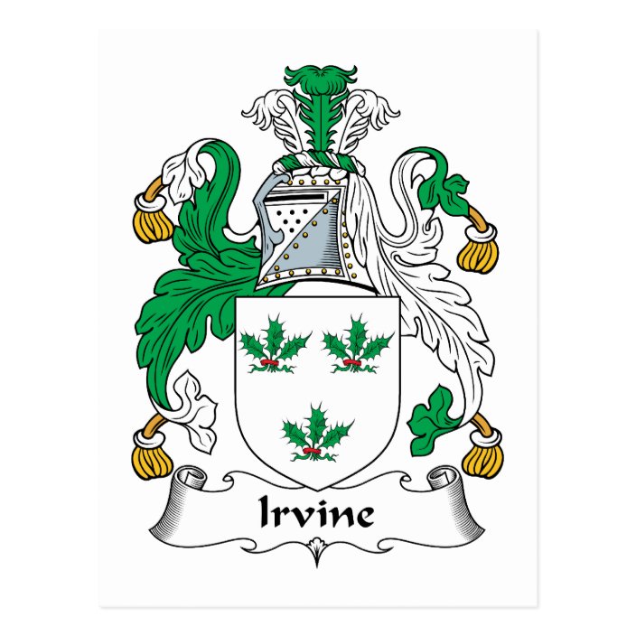 Irvine Family Crest Postcard | Zazzle.com