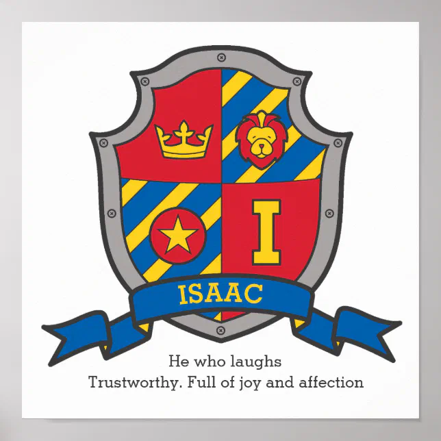 Isaac name meaning boys crest poster print | Zazzle