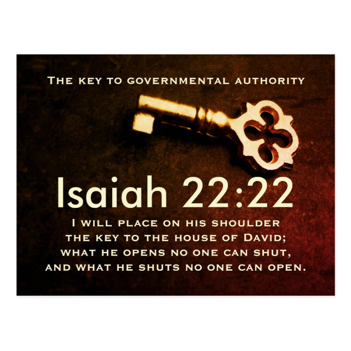 Isaiah 22 22 Key To The House Of David Bible Verse Postcard Zazzle