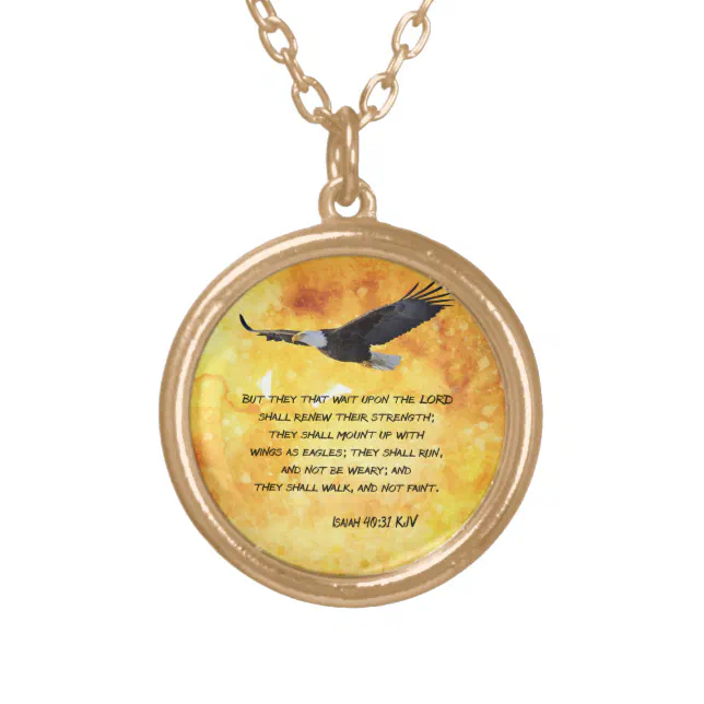 Isaiah 40:31 gold plated necklace | Zazzle