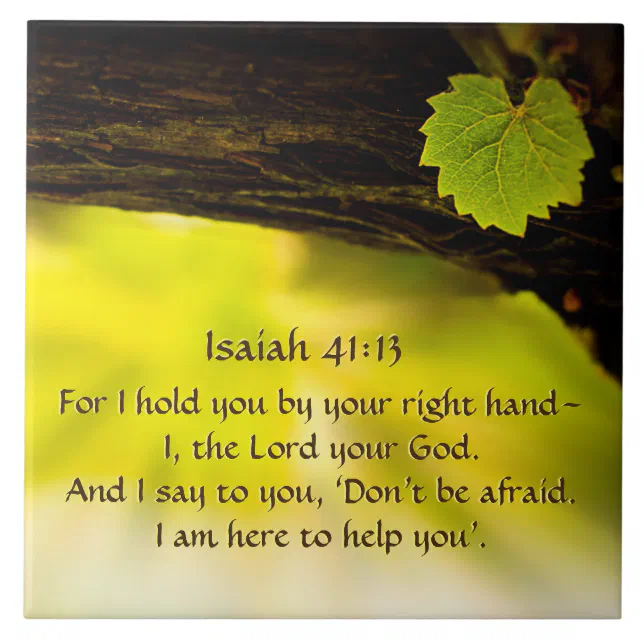 Isaiah 41:13 I hold you by your right hand— Bible Ceramic Tile | Zazzle