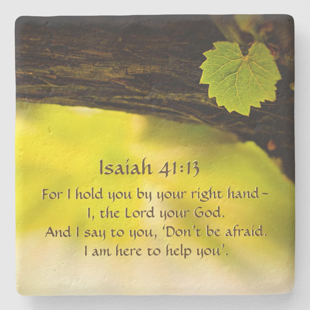 Isaiah 41:13 I hold you by your right hand— Bible Stone Coaster | Zazzle