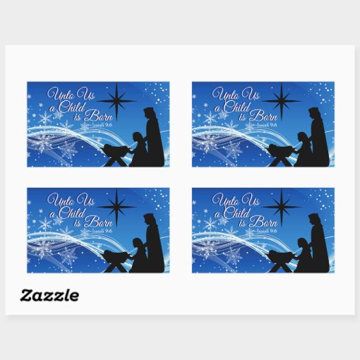 Isaiah 9:6 "a Child is Born" Christmas Nativity Rectangular Sticker ...