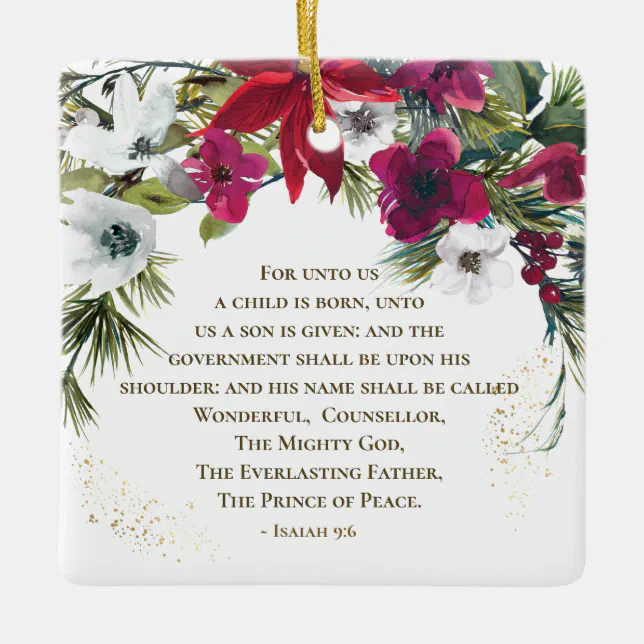 Isaiah 9:6 Unto Us A Child is Born Bible Christmas Ceramic Ornament ...