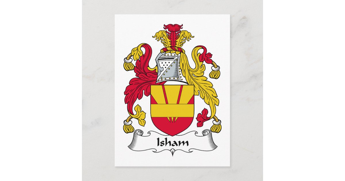 Isham Family Crest Postcard | Zazzle
