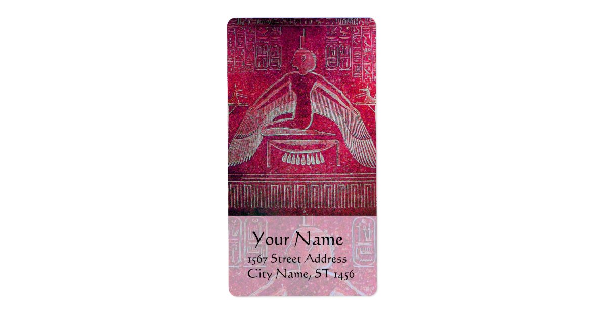 ISIS Egyptian Goddess,Antique Red Pink Hieroglyph Label | Zazzle
