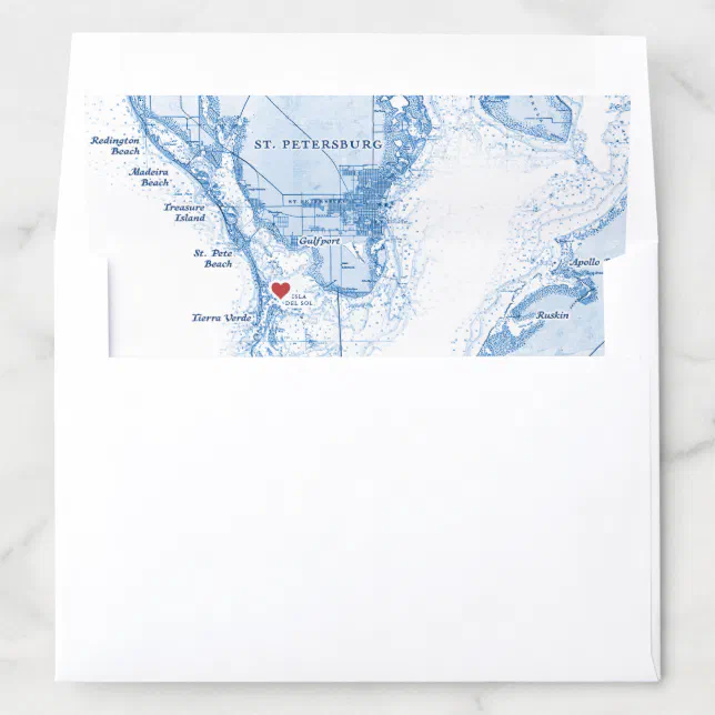 Isla Del Sol Florida Map Elegant Wedding Envelope Liner | Zazzle