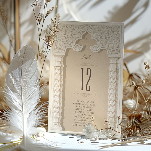 Islamic Arabesque Wedding Table Number Card | Zazzle