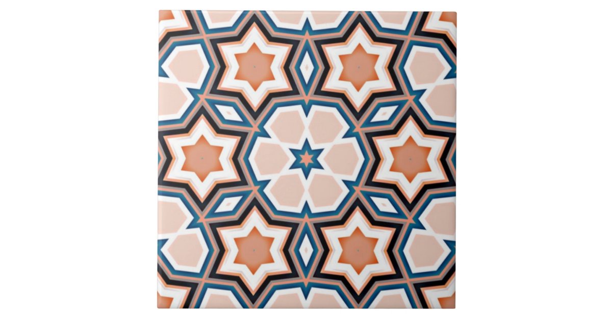 Islamic Ceramic Tile Design Patterns Salmon | Zazzle