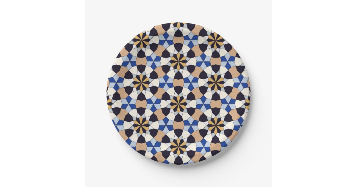Islamic geometric pattern paper plates | Zazzle